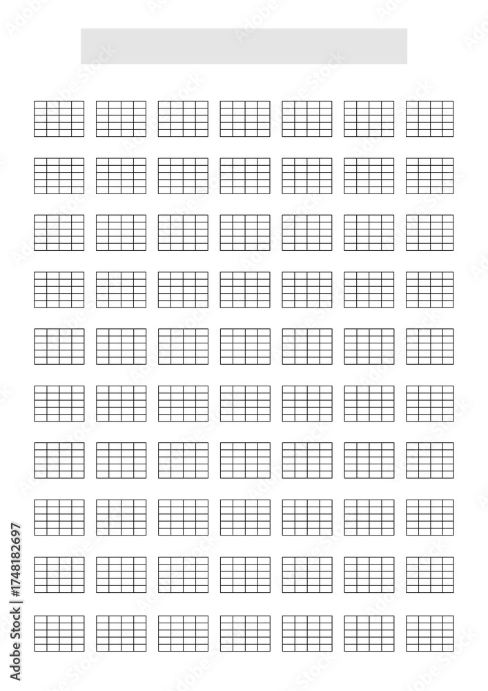 Blank Guitar (6 strings) chords tablature blocks as music sheet ...