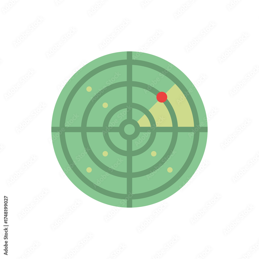 Green Radar Screen Displaying Circular Waveform With Red Target ...