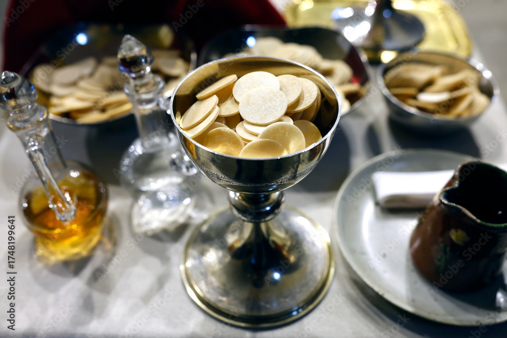 Sunday mass in a catholic parish. Eucharistic celebration. Eucharist ...