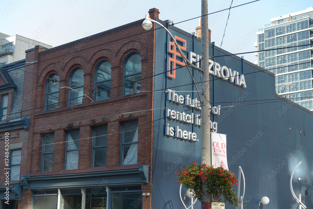Fitzrovia Developments logo sign and slogan on the exterior of 256 King ...