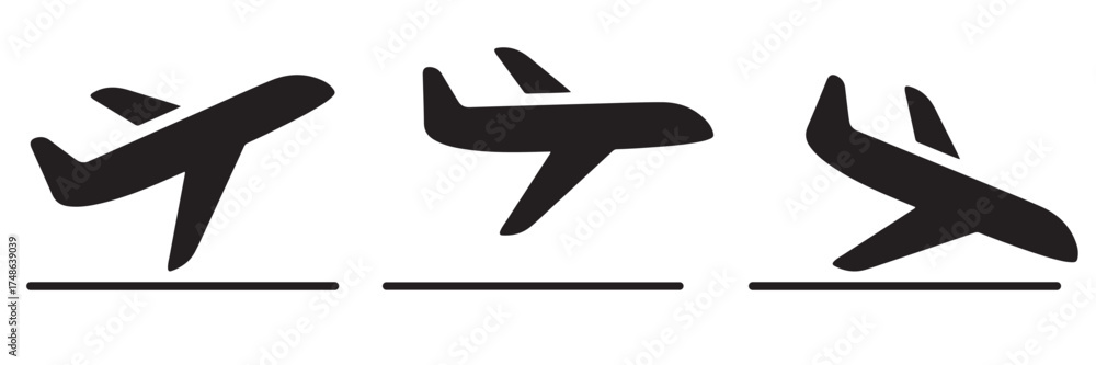 Airplane Taking Off Vector Icon — Flight Symbol, Aviation Transport ...