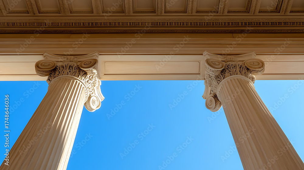 Architectural columns reach towards the sky, showcasing their intricate ...