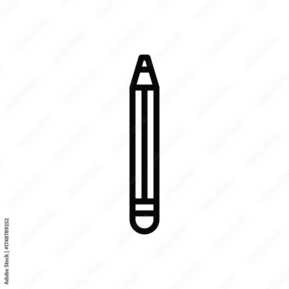 Simple black line drawing of a graphite pencil with a hexagonal body ...