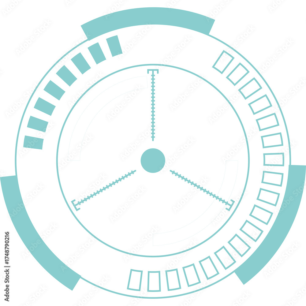 Abstract futuristic circular interface element in light blue with ...