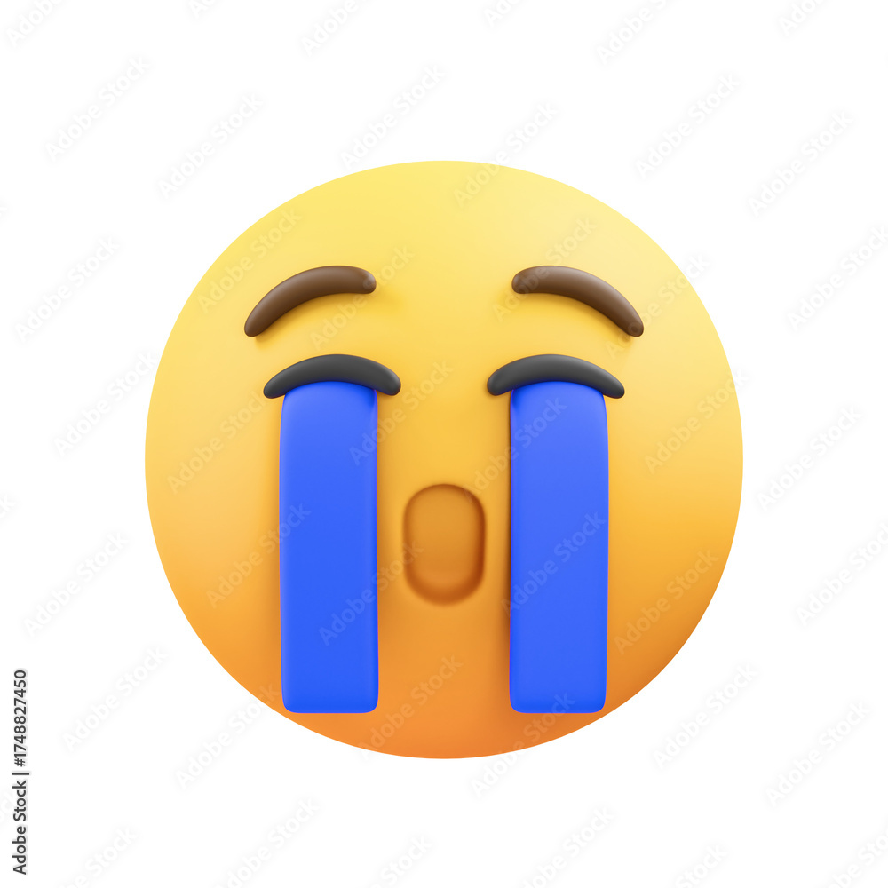 Crying Face Emoji With Blue Tears and Orange Skin on Transparent ...