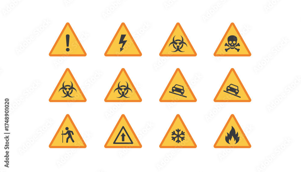 Large vector set of warning triangle signs. Hazard and danger symbols ...