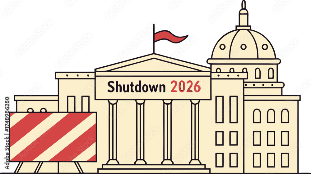 Vector de Stock Government Shutdown 2026: An illustration of a ...