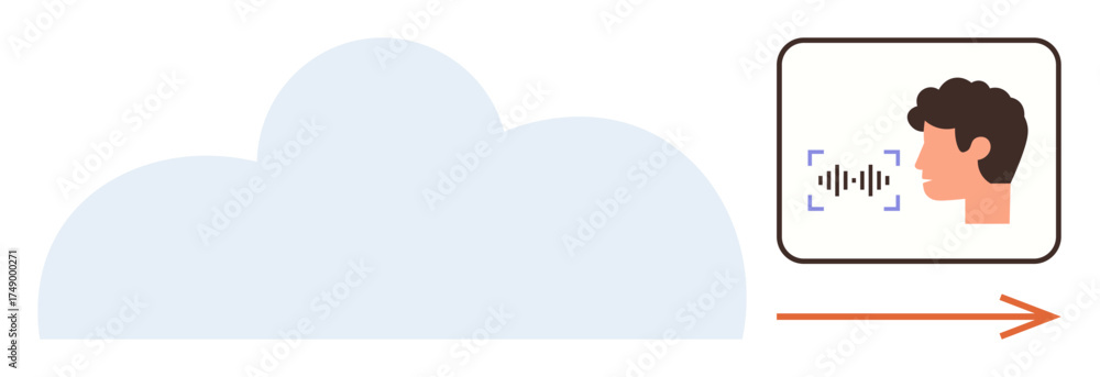 Cloud receiving user voice input with soundwave detection and arrow ...