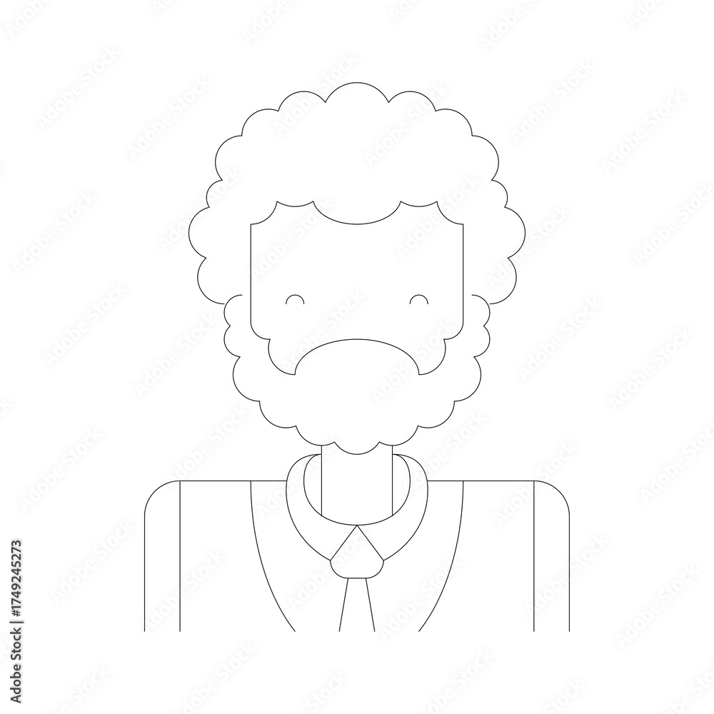 Outline Portrait of a Stylized Figure with Dotted Hair and Simple Suit ...