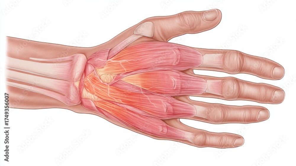 Understanding hand anatomy muscles and tendons medical illustration ...