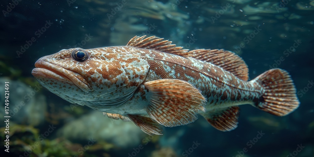 Lingcod Fish in Underwater Aquarium, Marina Wildlife Nature Ocean Sea ...