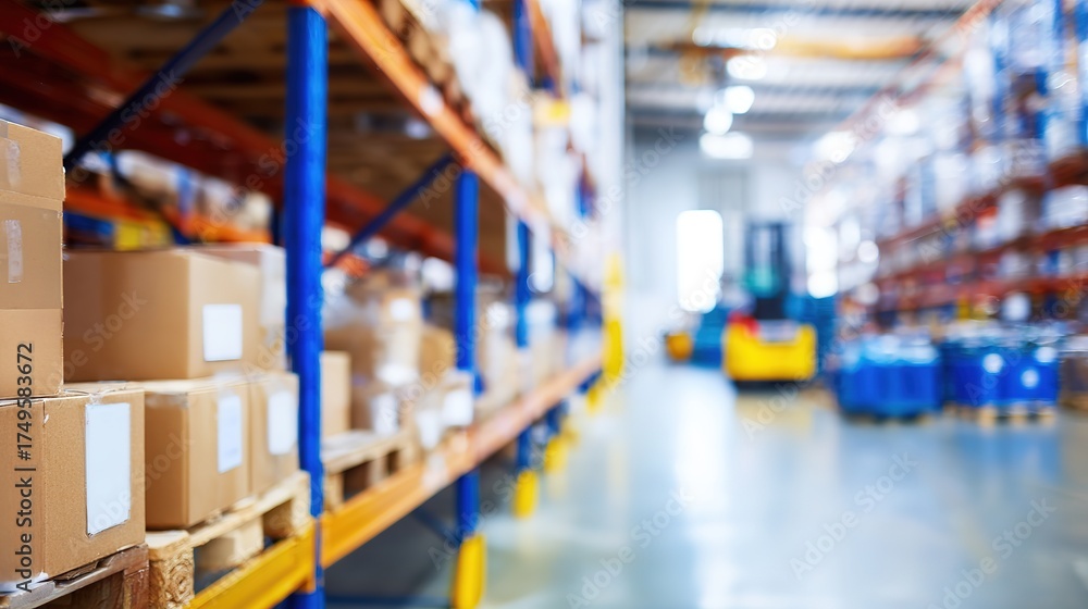 Ilustración de Stock warehouse. Industrial warehouse interior with ...