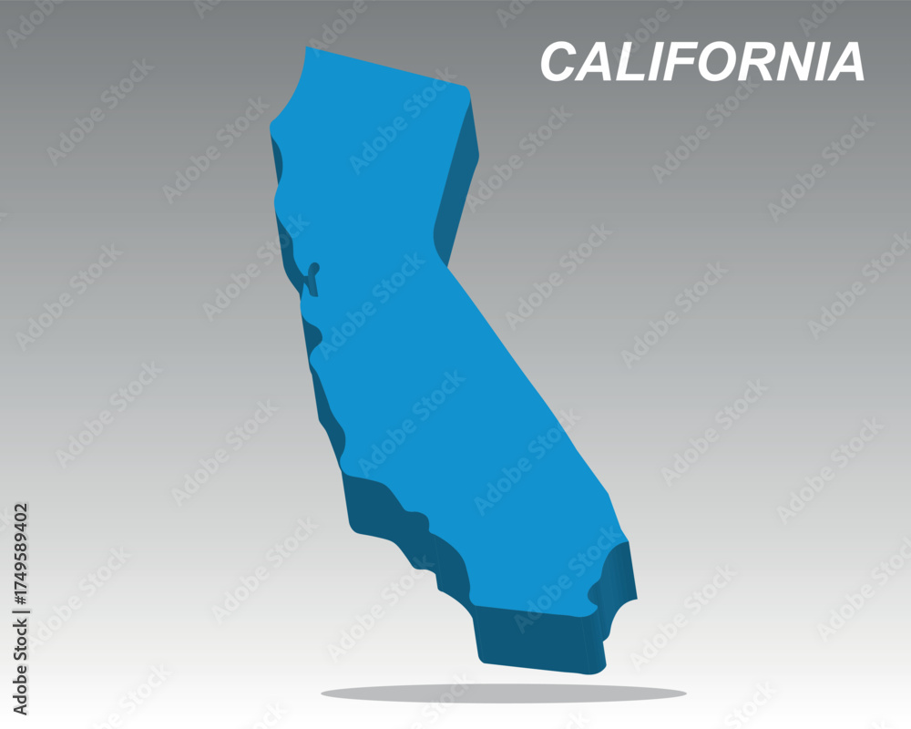 California, United States 3D map vector icon. Modern, trending ...