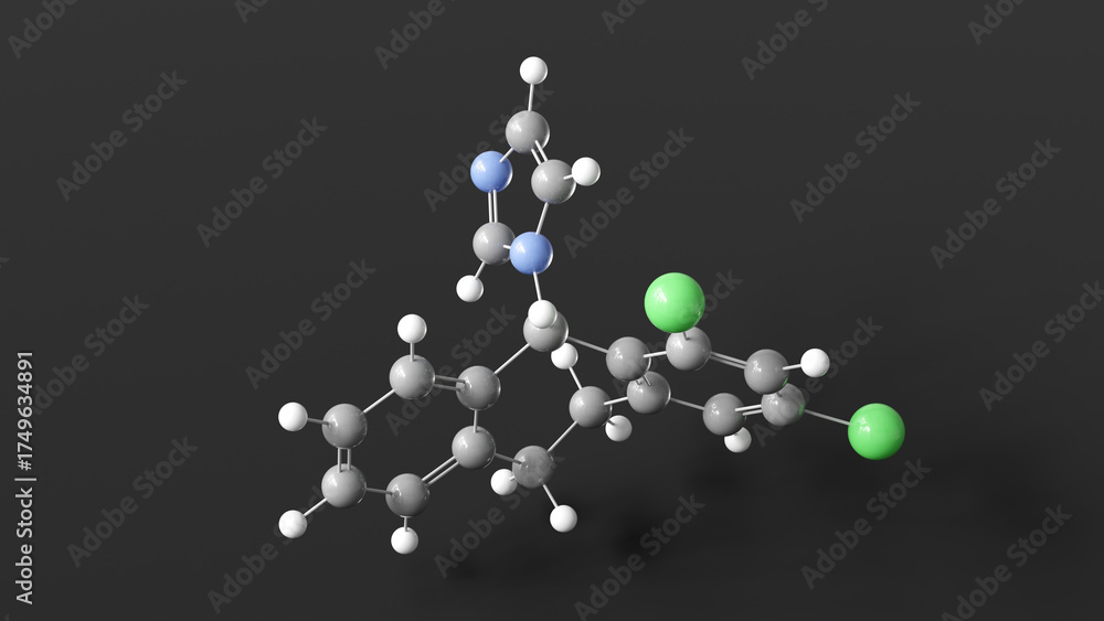 eberconazole molecule 3d, molecular structure, ball and stick model ...