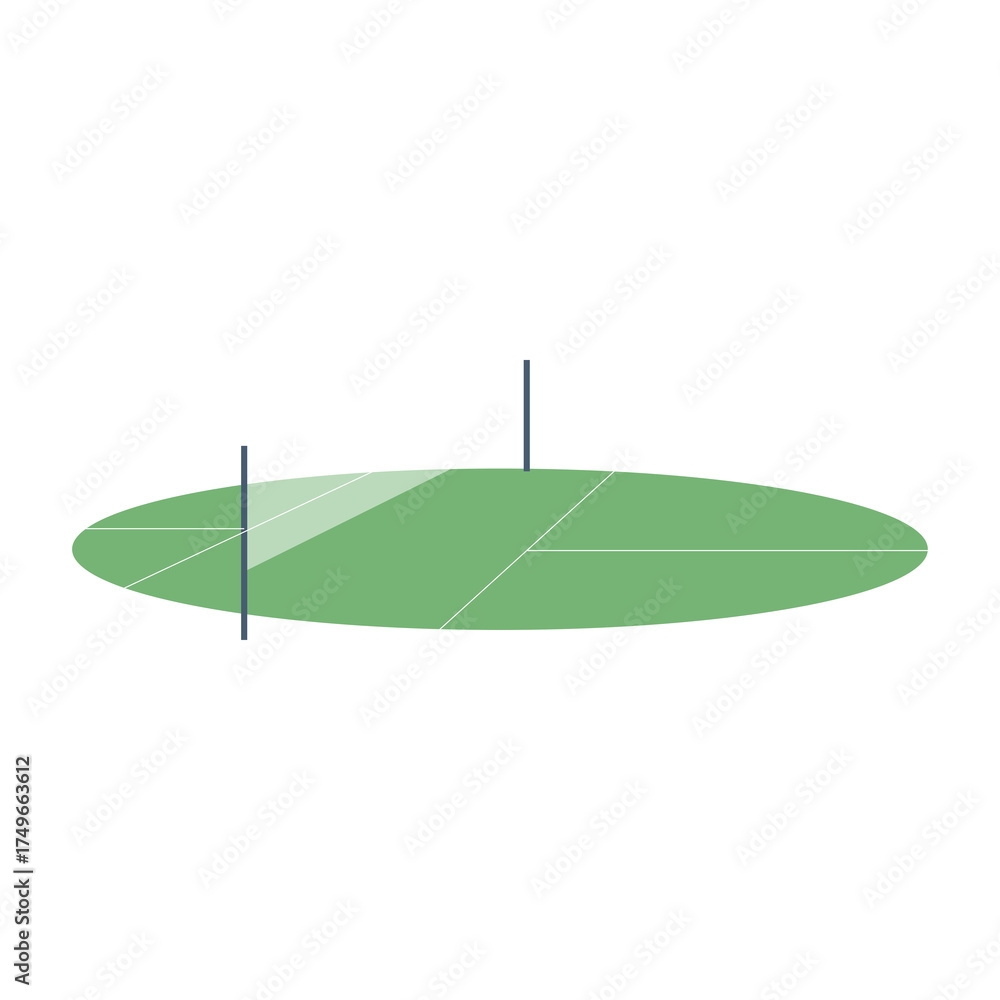 Green Oval Field With Dark Blue Vertical Lines and White Dashed Lines ...