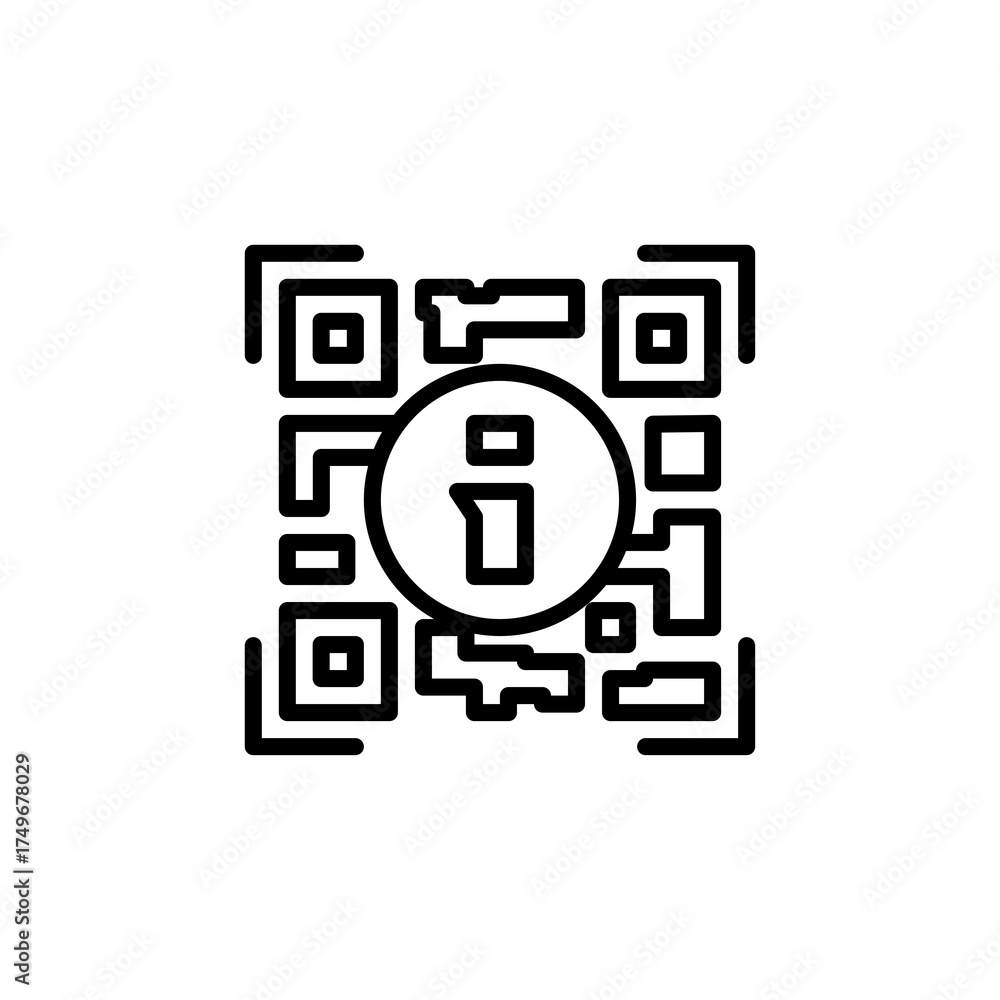 Outline of a QR Code with an Information Symbol Overlay on a ...