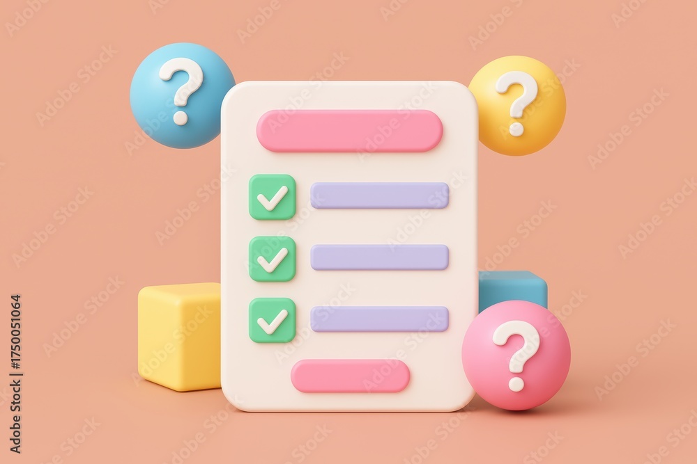 Digital Checklist with Question Marks: A modern and vibrant depiction ...