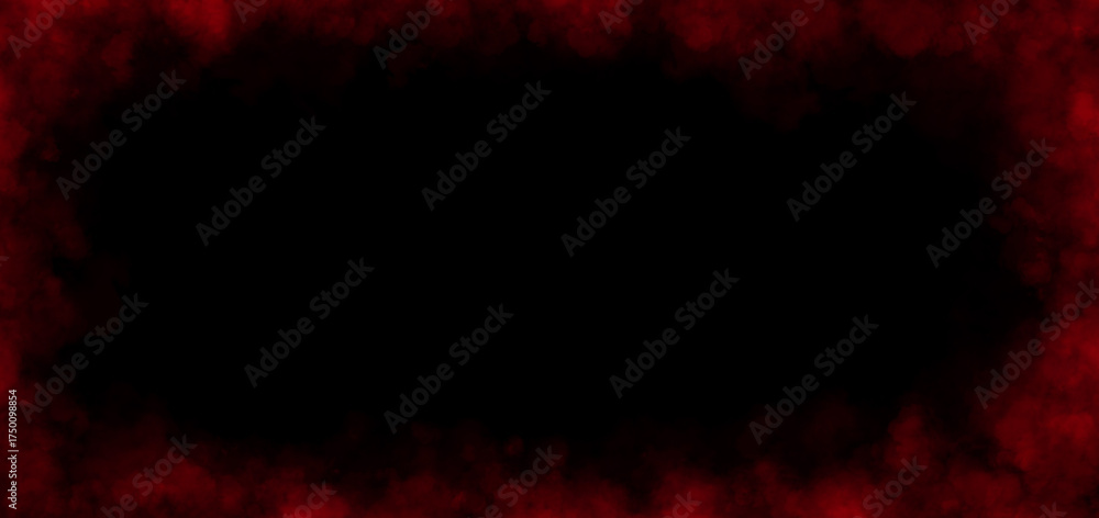 Wide red smoky frame with transparent background and soft fog edges for ...