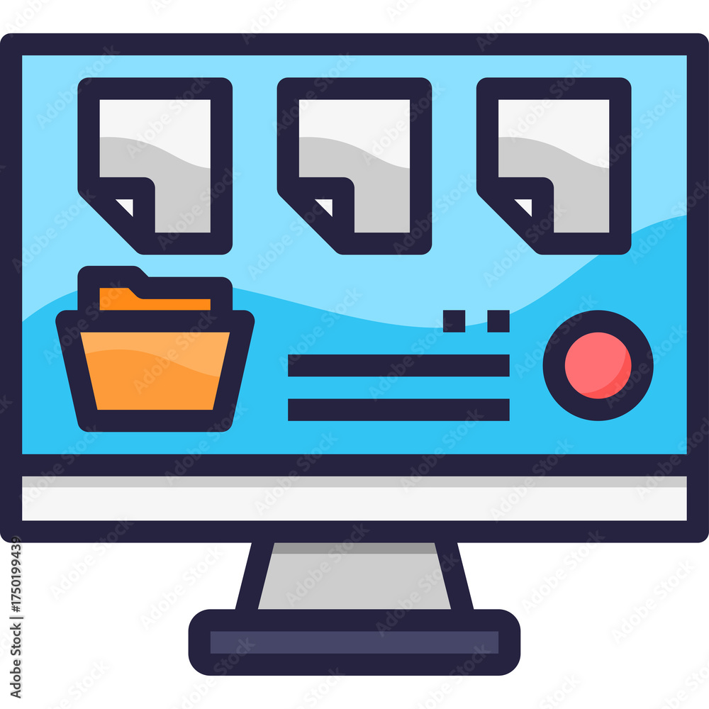 Computer Monitor Displaying Application Windows And Document Folders ...