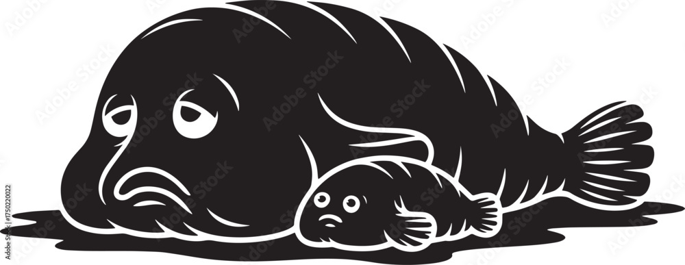 Distressed Blobfish Parent and Fry Silhouette Vector Image Underwater の ...