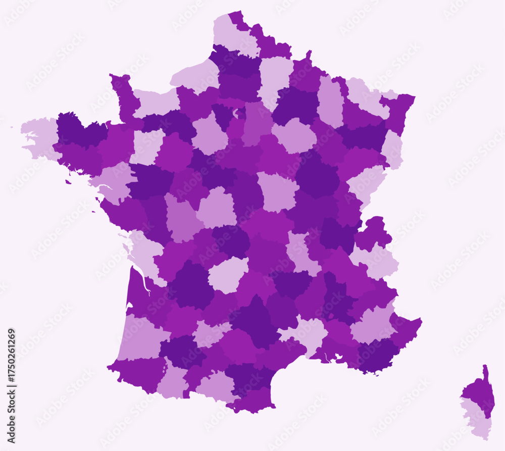 Map of France with regions. Just a simple country border map with ...