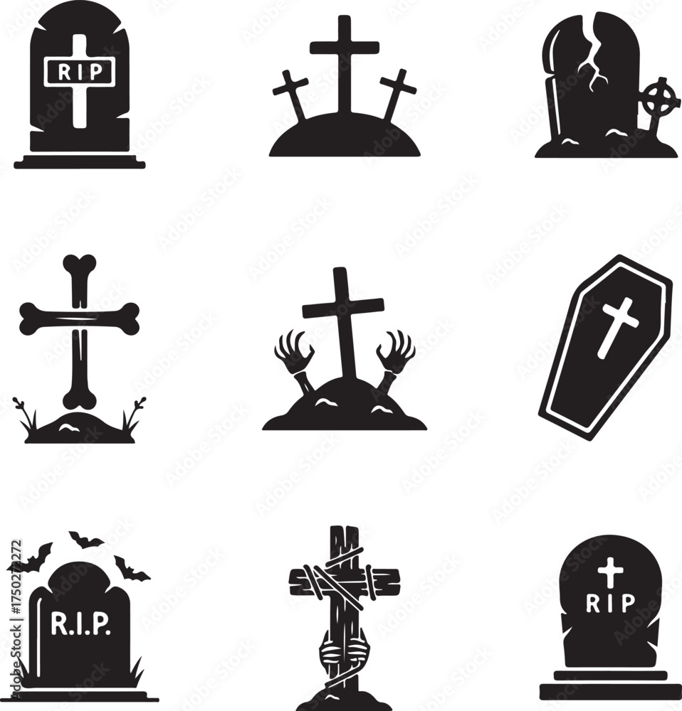 Image vectorielle Stock Graveyard Symbols: A collection of various ...