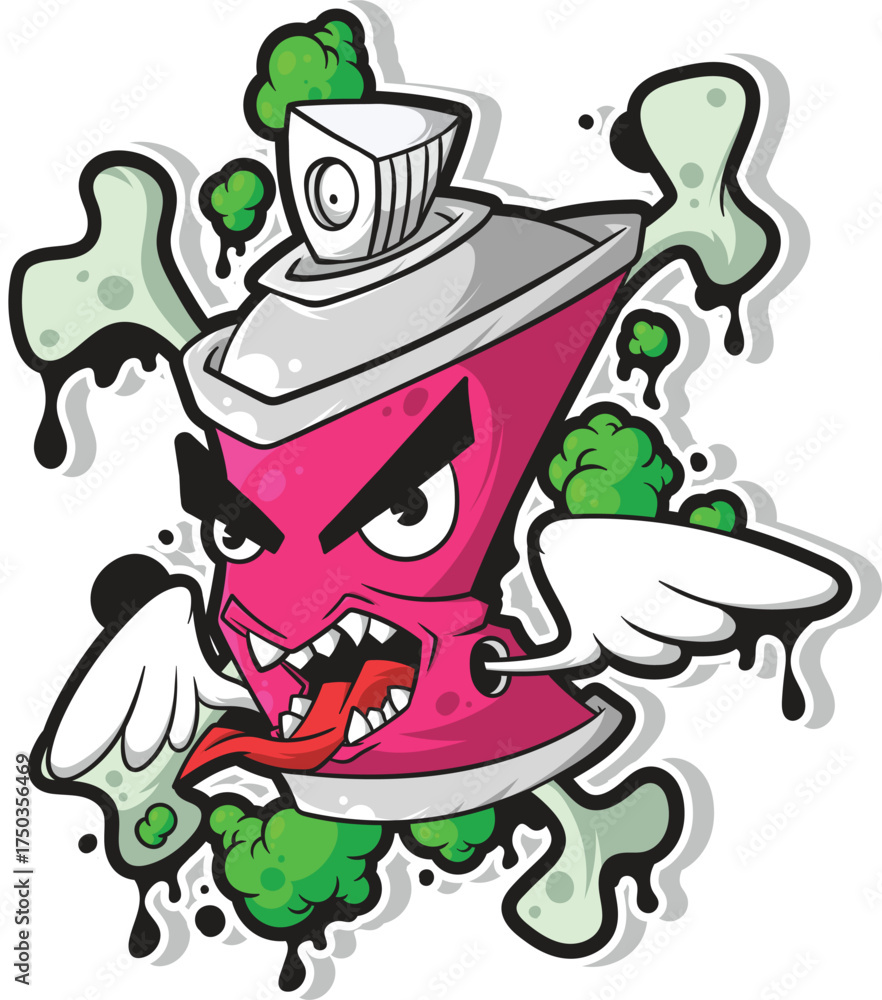 Angry Spray Can Cartoon Vector Illustration Stock Vector | Adobe Stock