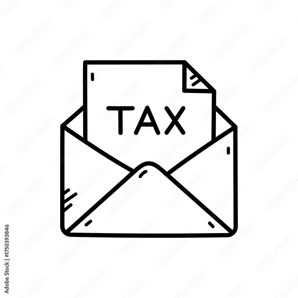 Simple Line Drawing of an Envelope Containing a Document with the Word ...