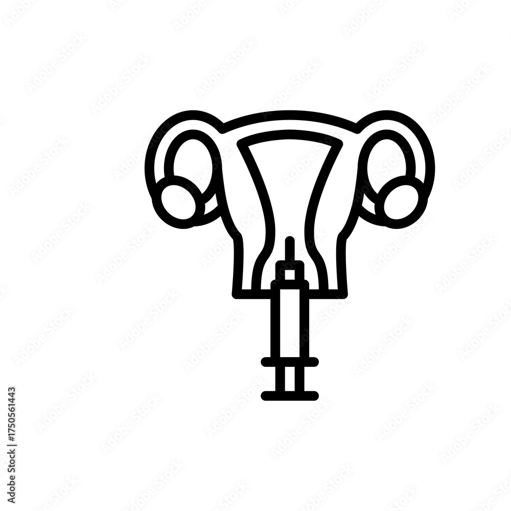 Uterus Outline With Syringe Symbolizing Fertility Treatment and ...