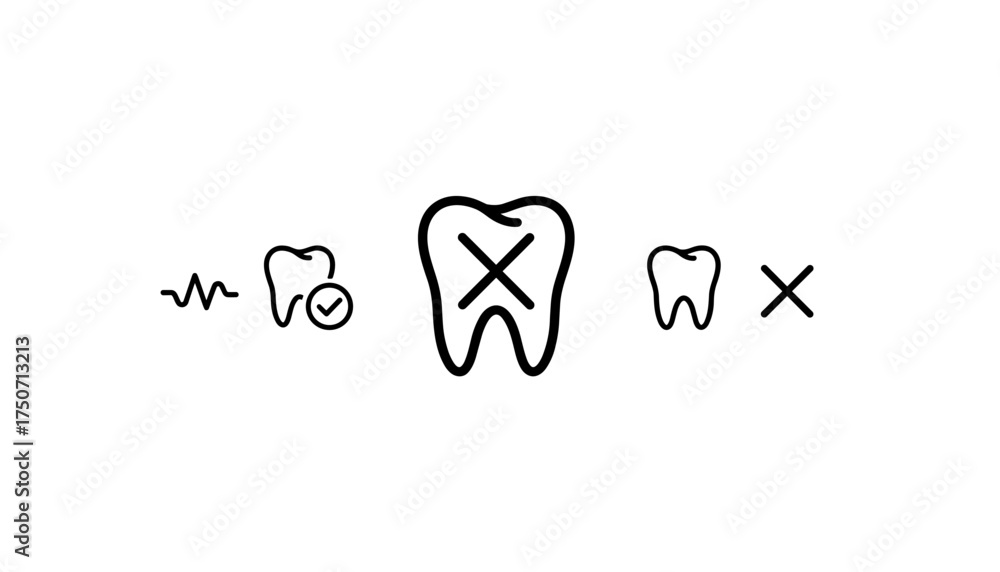Tooth icon set for dental health concept. Healthy and unhealthy teeth ...