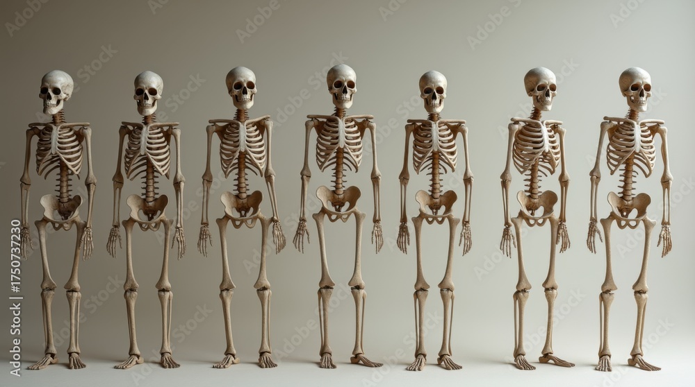 Fossil to modern skeleton lineup, gradual anatomical changes on neutral ...