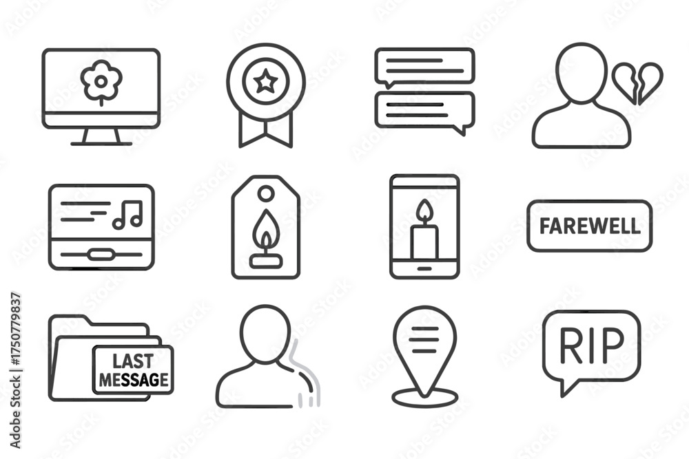 Stream mourning event digital icon icons avatar bubble online memorial ...