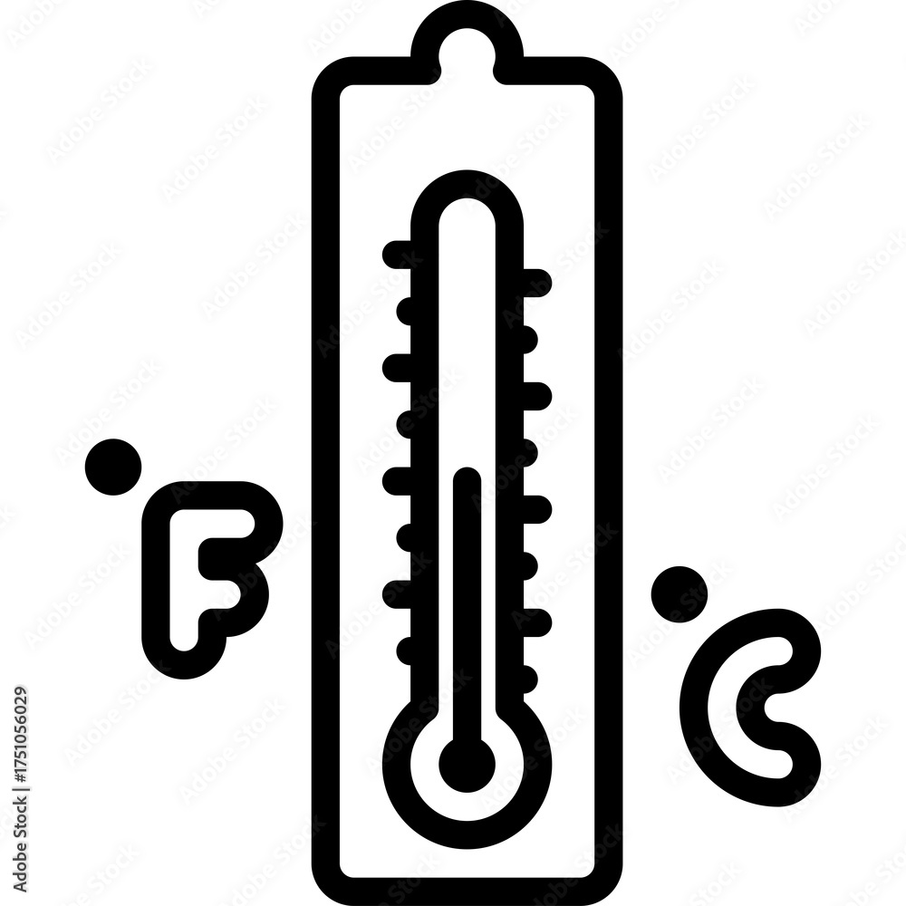 Scientific Thermometer Icon Measuring Temperature With Fahrenheit and ...