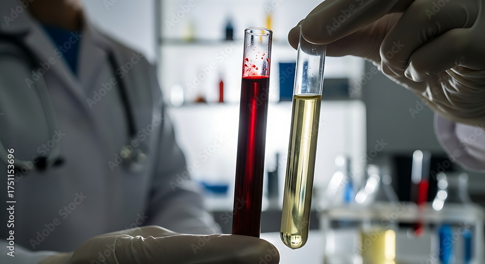 Analyzing Blood Samples in Test Tubes Scientific Research and Medical ...
