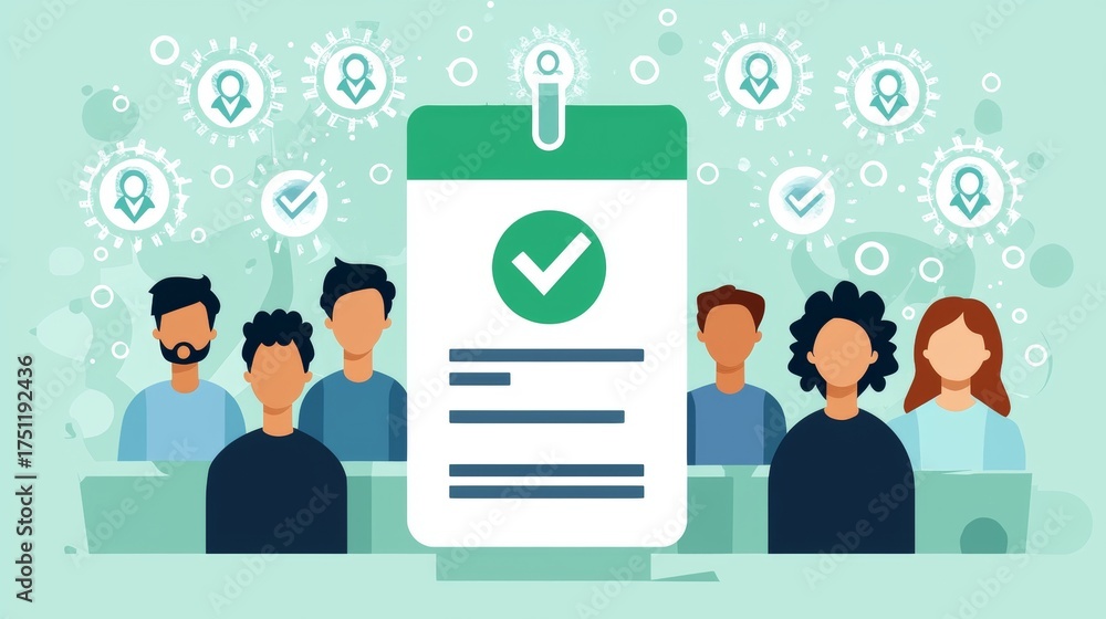 Vaccination Status Verification Illustration: Diverse Group of People ...