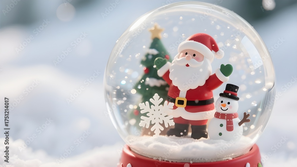 Festive christmas snow globe with santa claus and snowman Stock Photo ...