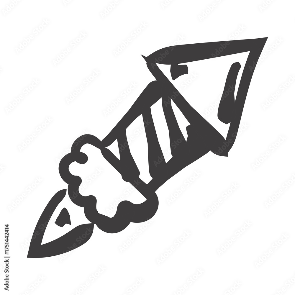 Doodle Icon of a Rocketship or Firework Launching Upward with Smoke ...