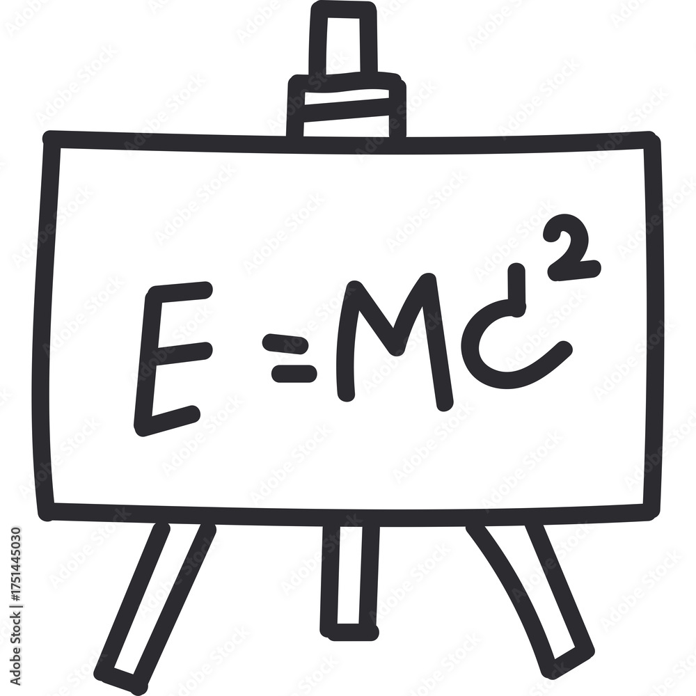 E equals MC squared equation hand drawn doodle on a portable easel ...