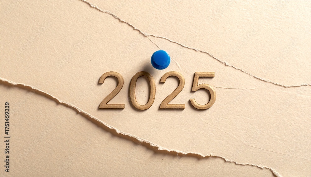 Conceptual representation of the year 2025 marked with a pushpin on a ...