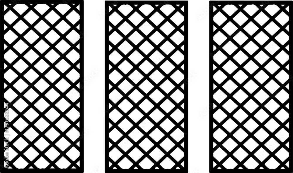 3 rectangular panels with lattice grid laser cut design Stock Vector ...