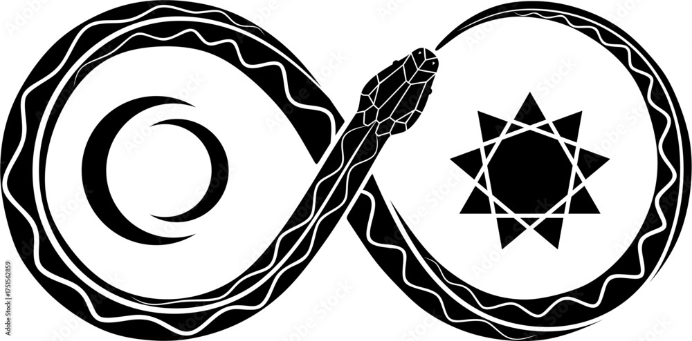 Stock-Vektorgrafik „Ouroboros Snake Vector Illustration, a serpent ...