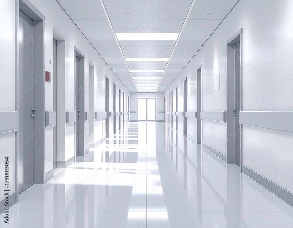 hospital corridor with many patient rooms Stock Photo | Adobe Stock