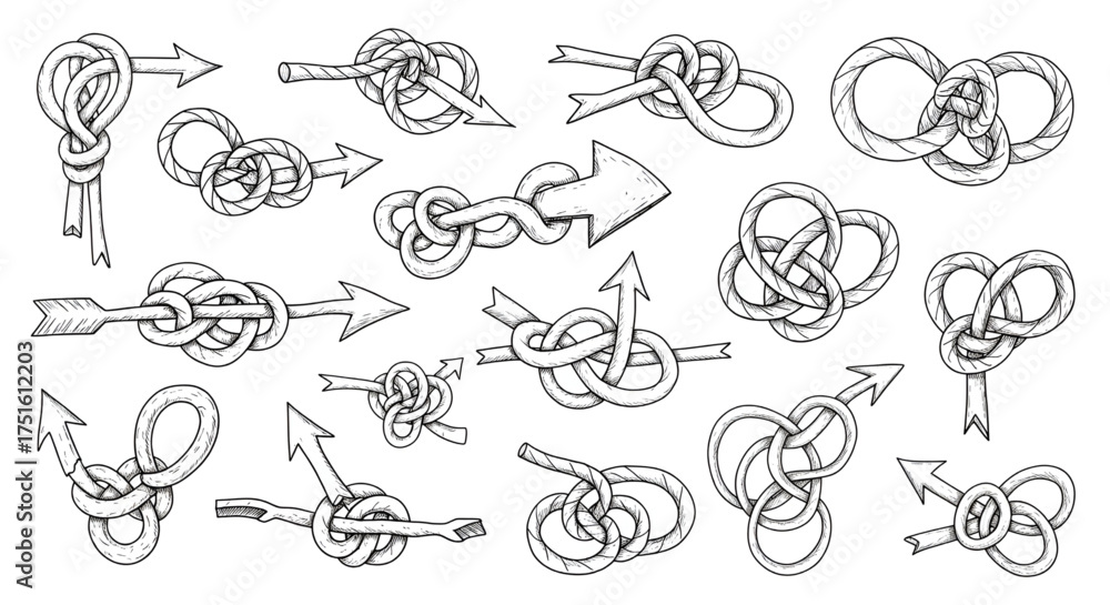 Vektor Rope knot guide tutorial how to tie knots different types of ...