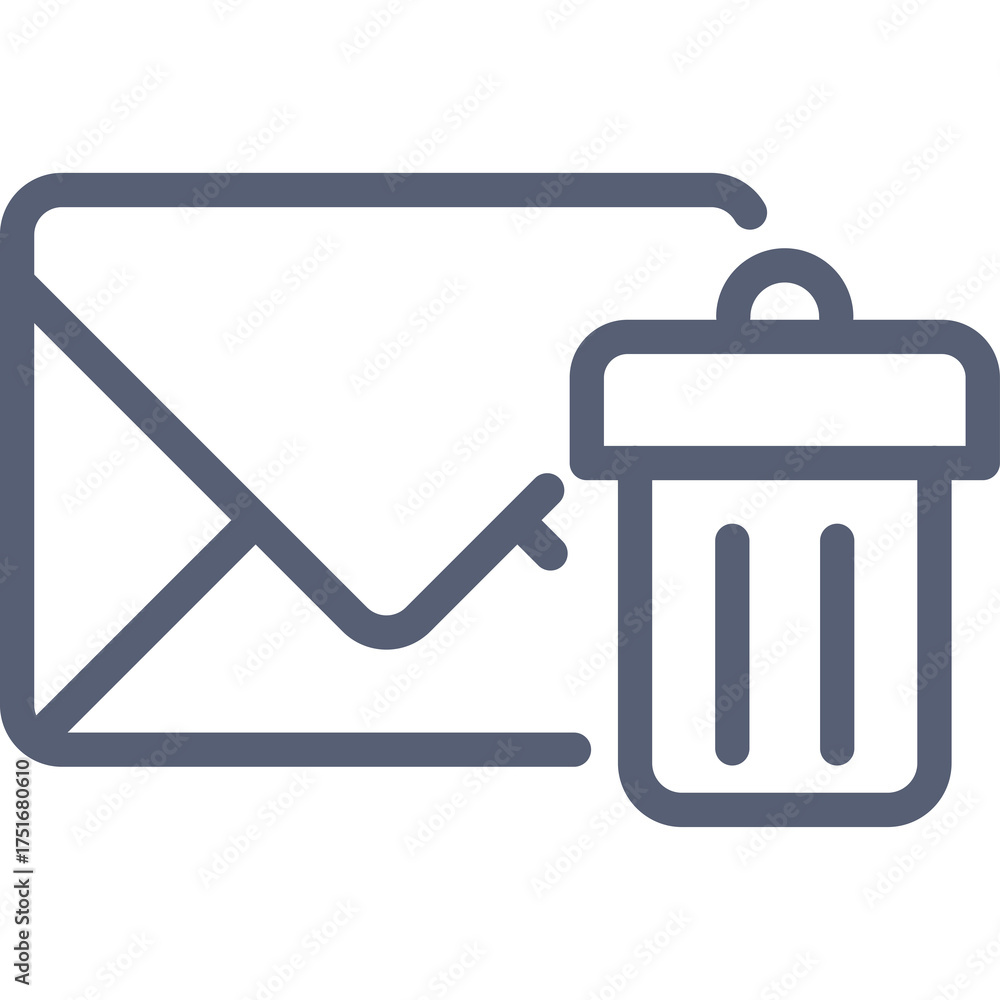 Email Delete Icon Represents Removing Messages From Inbox With Trash ...