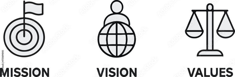 Vector de Stock Defining core values of mission vision and principles ...