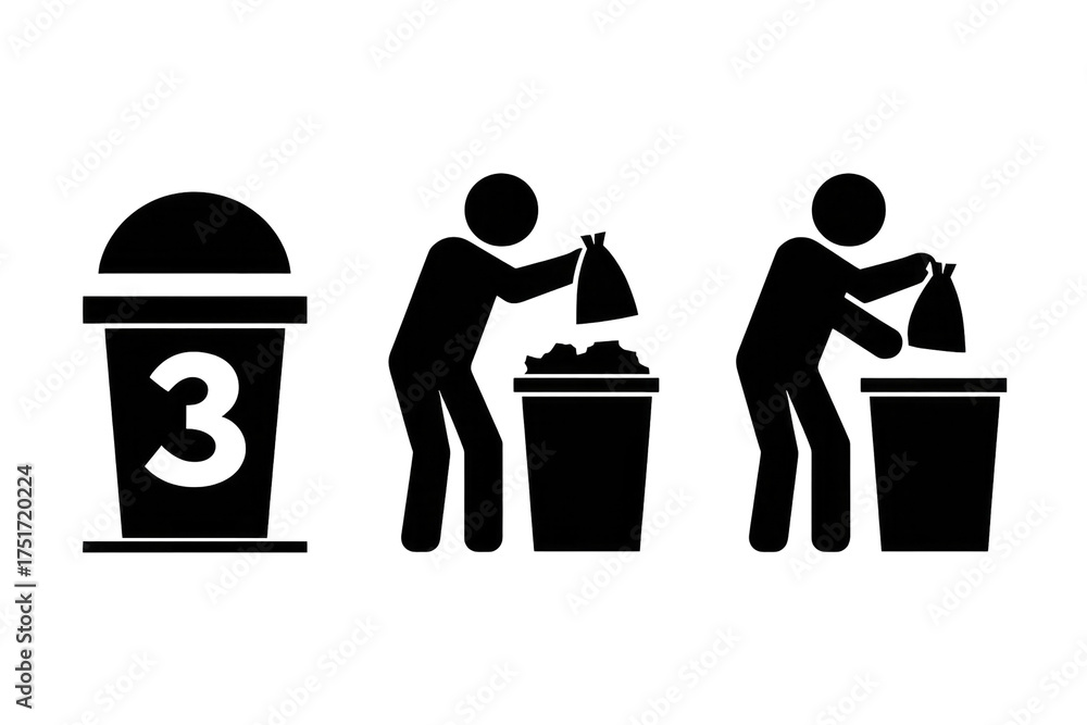 Ilustración de Stock Simple black-and-white graphic showing people ...