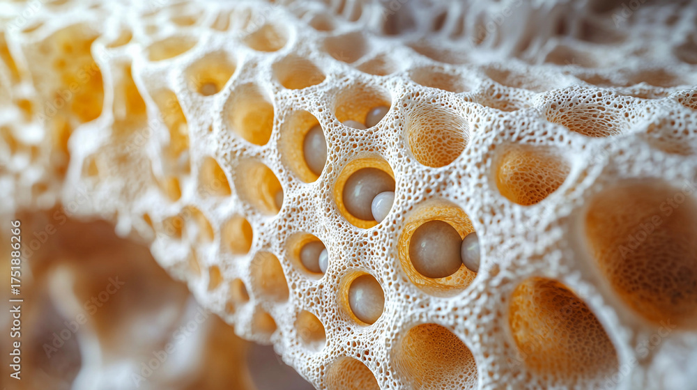 Microscopic view showcases structure of porous bone tissue Generative ...