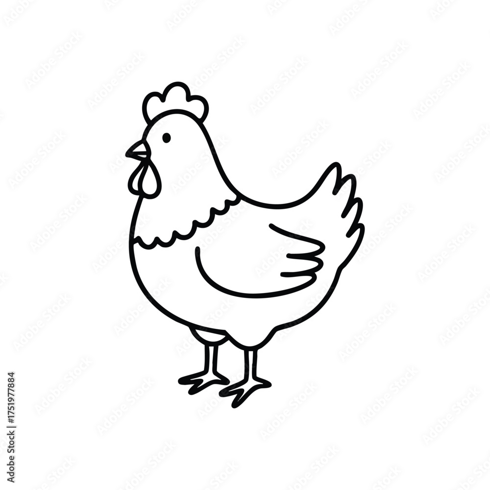 (Cute Hen Outline Minimalist Drawing. This charming fowl artwork ...