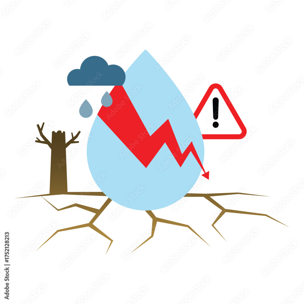 Vector de Stock Vector illustration of water scarcity crisis. A water ...