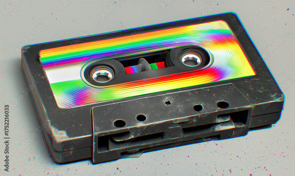 Retro vhs cassette tape with severe generation loss archival footage ...